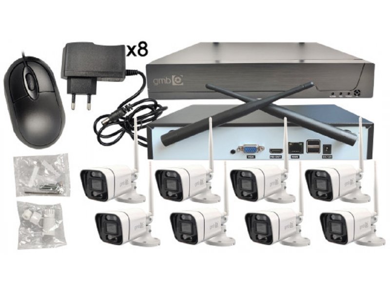 GEMBIRD IP3MP-WiFiKITXM8 GMB kamera 3 megapiksela set wifi 8 kamere ...