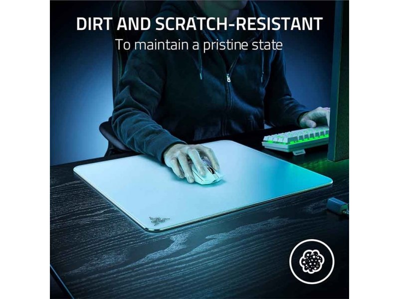 RAZER Podloga Atlas Premium Tempered Glass Mat White cena ...