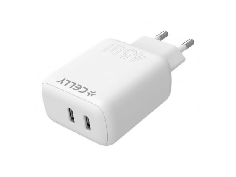 CELLY Kućni punjač ProPower od 45W sa 2 USB C konektora (TC2USBC45WWH ...