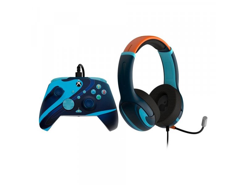 PDP XBX Rematch Wired Controller + Airlite Wired Headset Bundle - Blue ...
