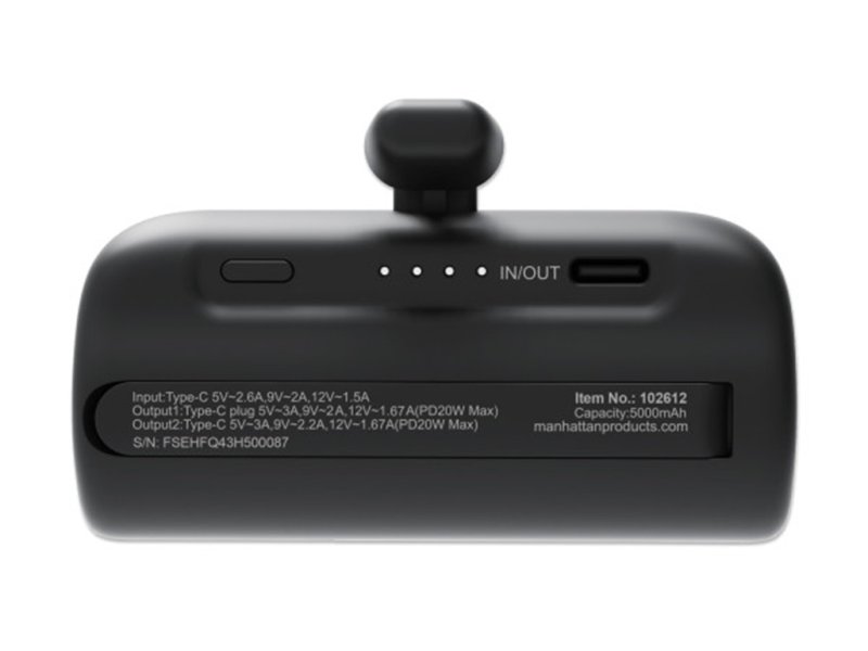 MANHATTAN Powerbank Manhattan 102612 5000mAh 20W/Black/USB-C cena ...